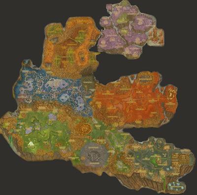 Divine Intervention: Outland Zone Map comprised of 7 zones.